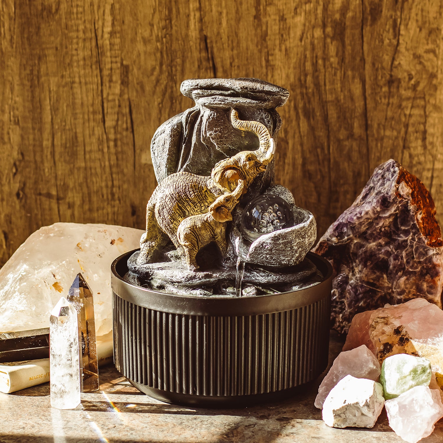 Elephant Sensory Indoor Water Feature with Spinning Ball – Mindful Living